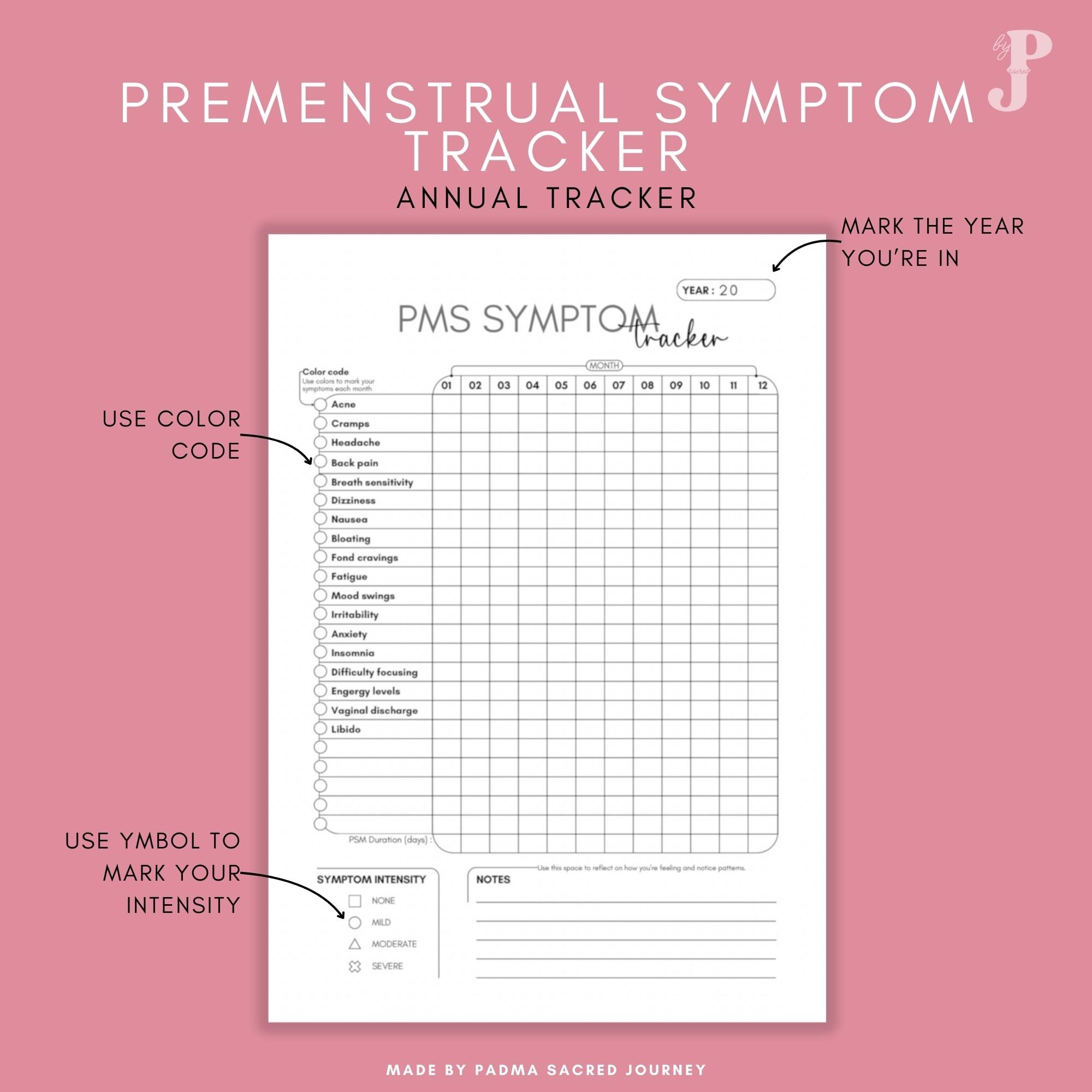 Printable Period Tracker, PMS Tracker, Symptom Tracker, Period Planner ...