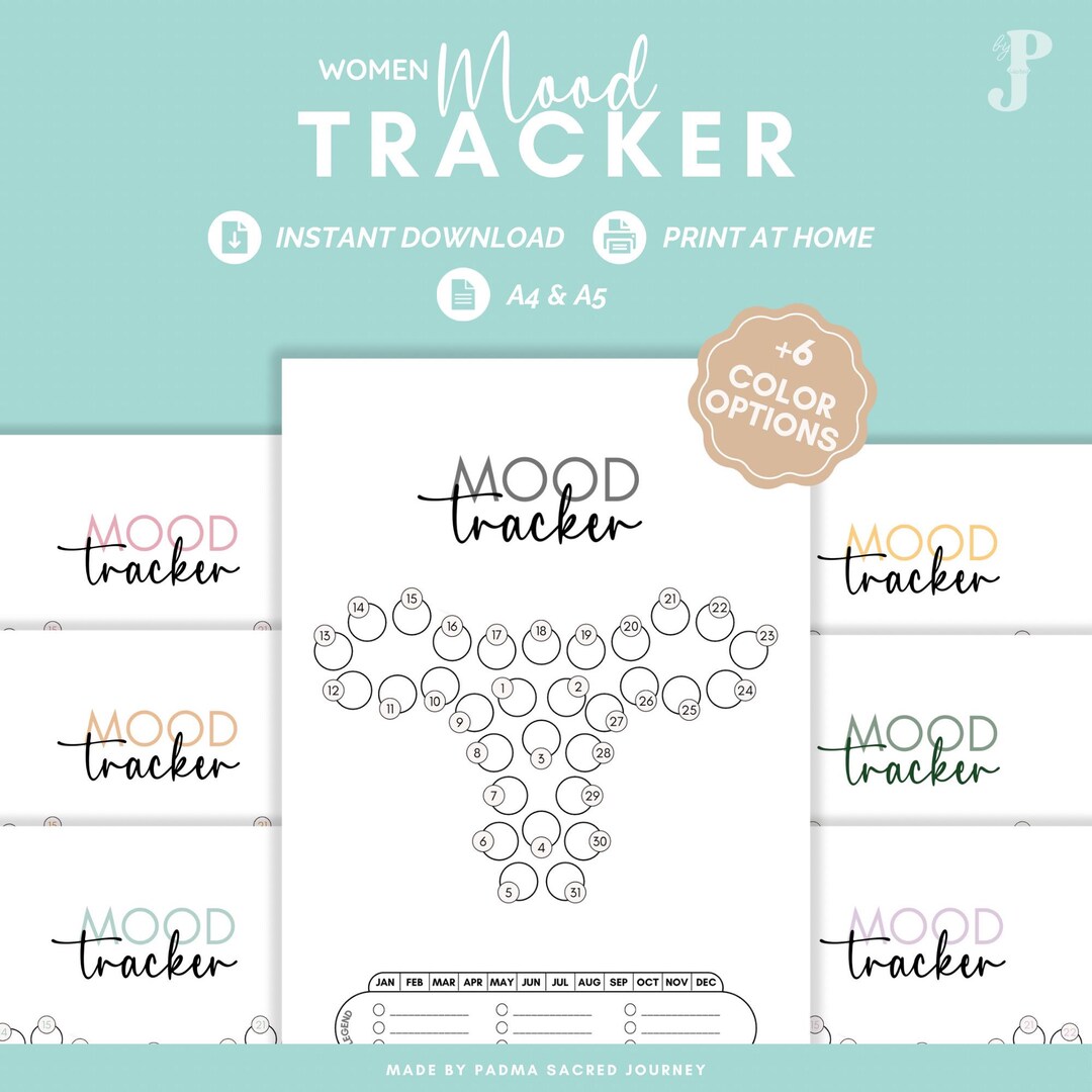 Mood Tracker PDF Printable in English, Monthly Mood Tracker 6 Months ...