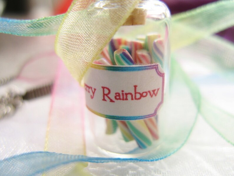 Pastel Rainbow Candy Jar Necklace Cherry Rainbow Miniature - Etsy
