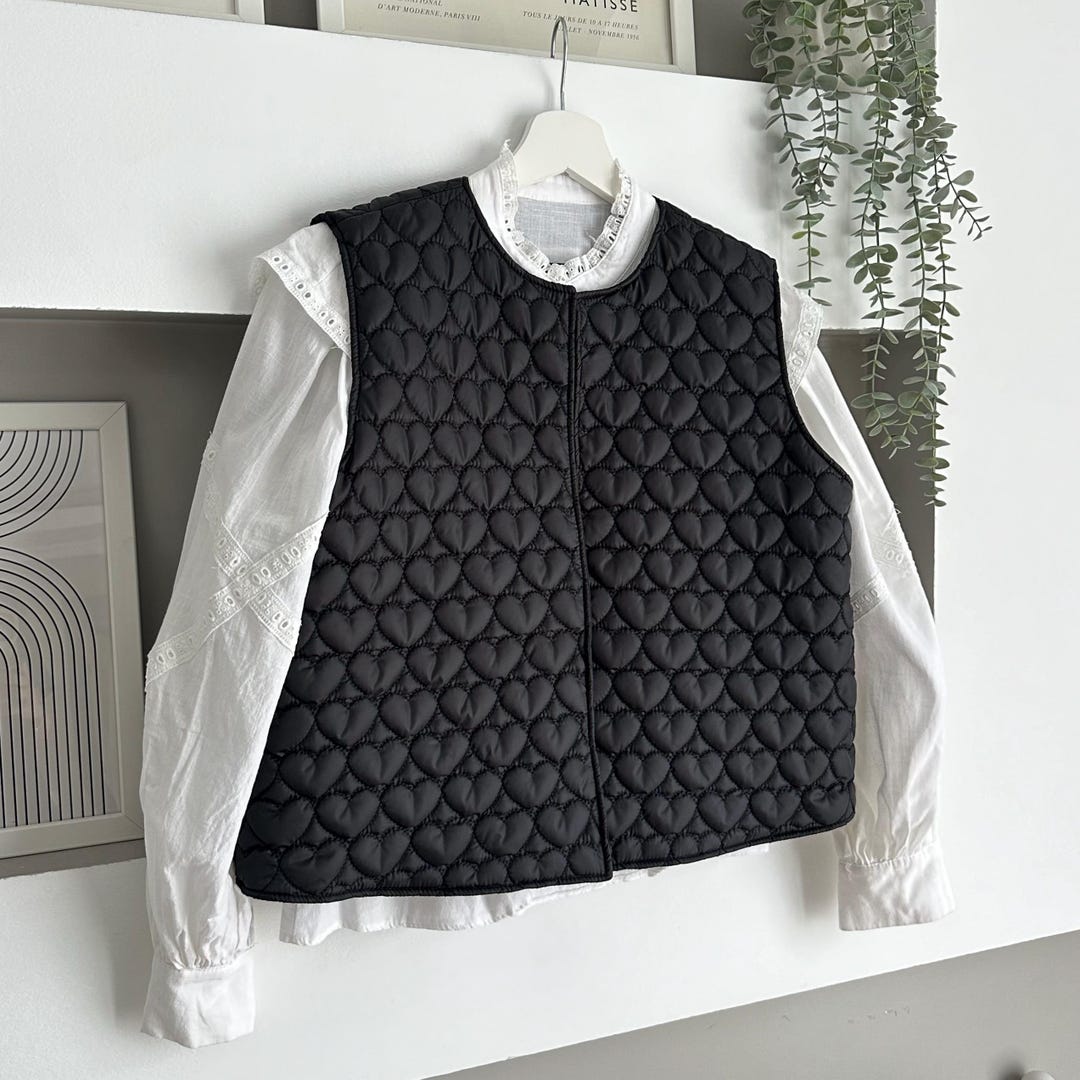 Handmade Black Heart Quilted Vest, Custom Made Vest, Perfect Christmas ...