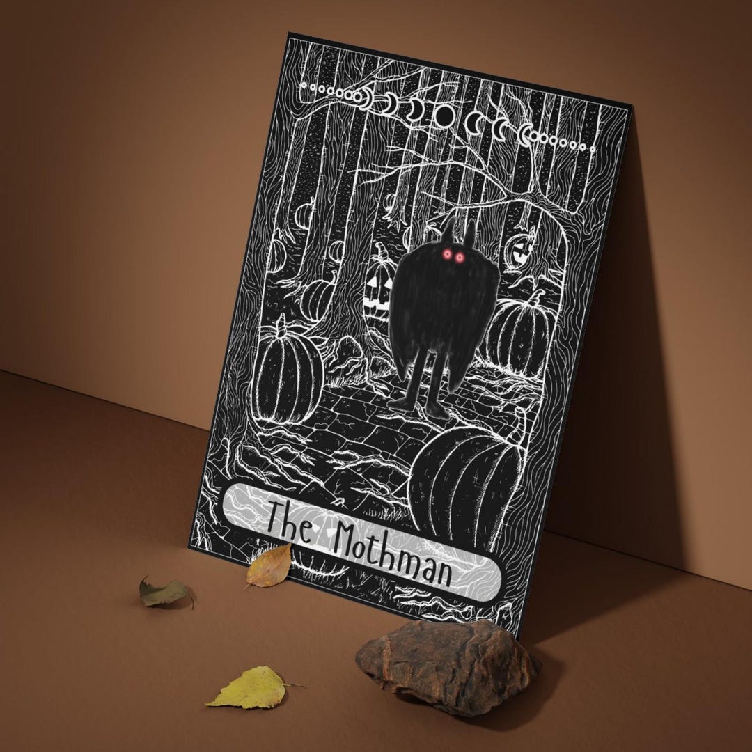 Mothman Tarot Art Print, Spooky Cryptid Zoology, Matte Photo Paper - Etsy