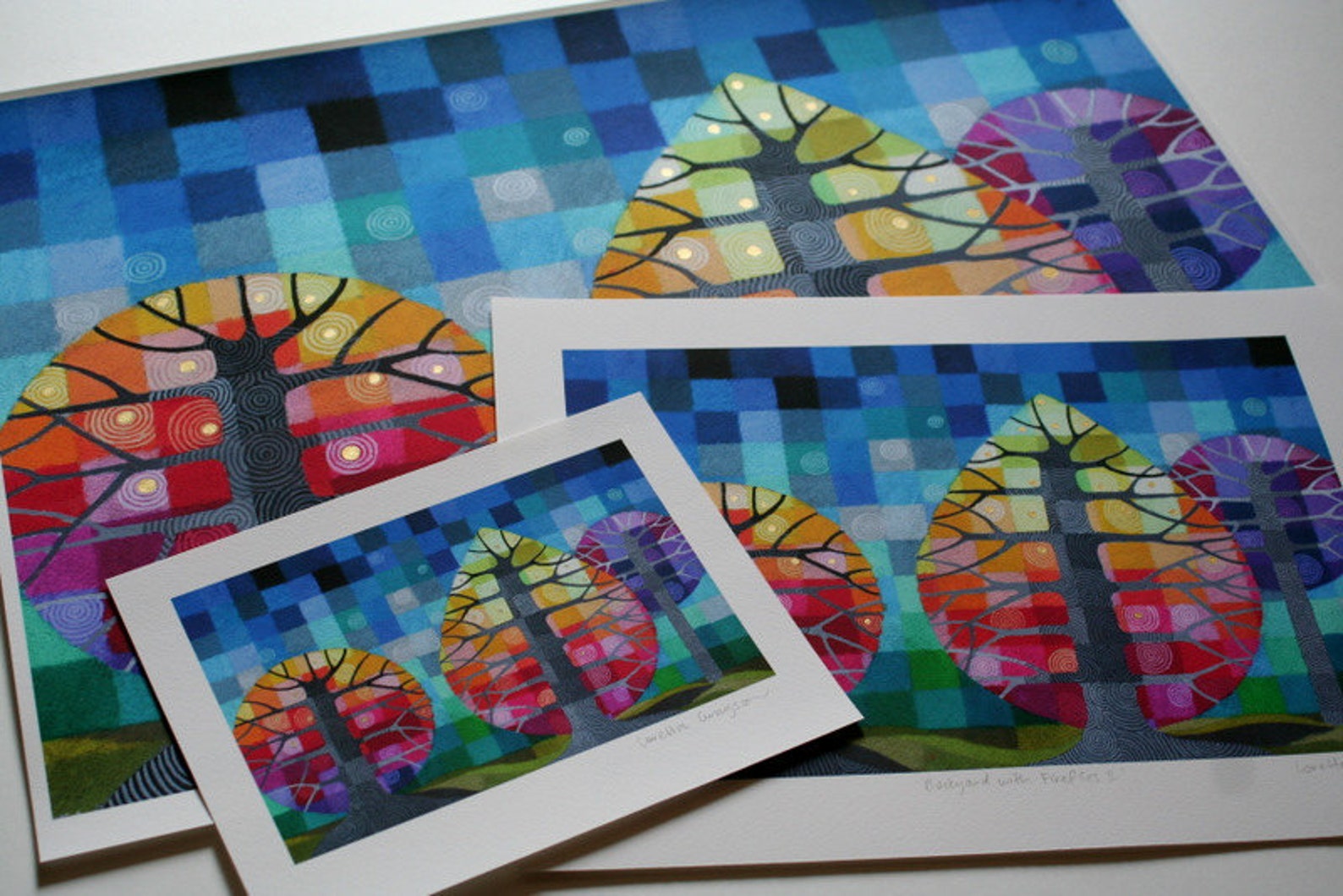 Backyard With Fireflies II Print With Handpainted Details - Etsy