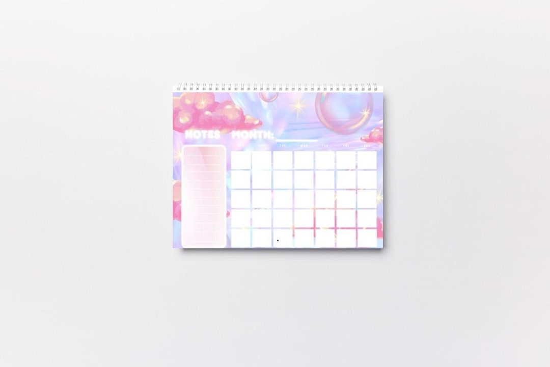 Cute Pastel Pink Pretty Cutesy 2025 Calendar for Desk Wall Printable ...