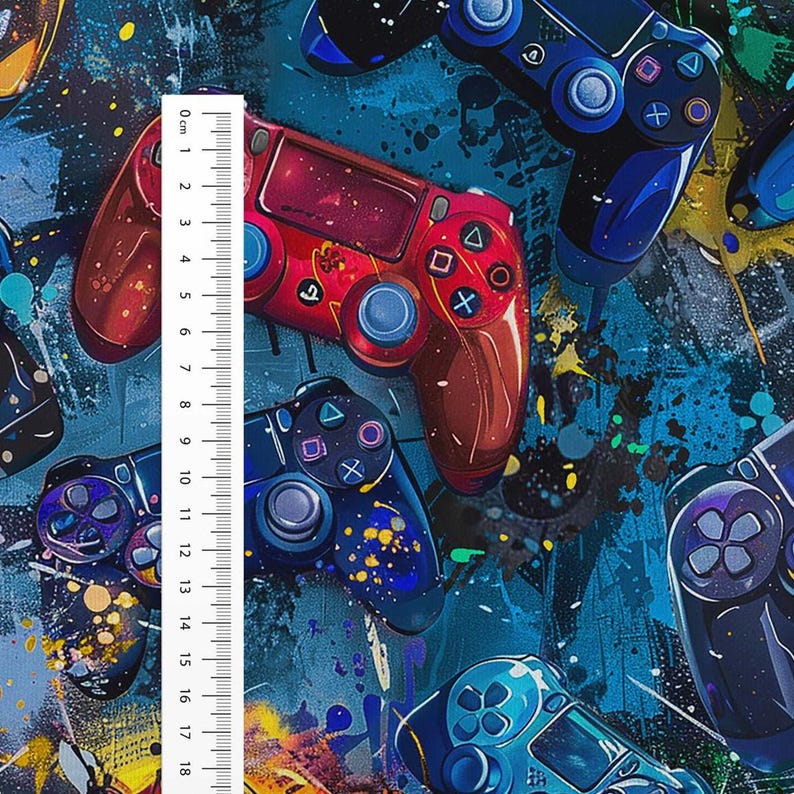 Gamer Fabric, Fun Video Game Controller Play Design - 164 Cm (65”) Wide - French Terry - Perfect ...