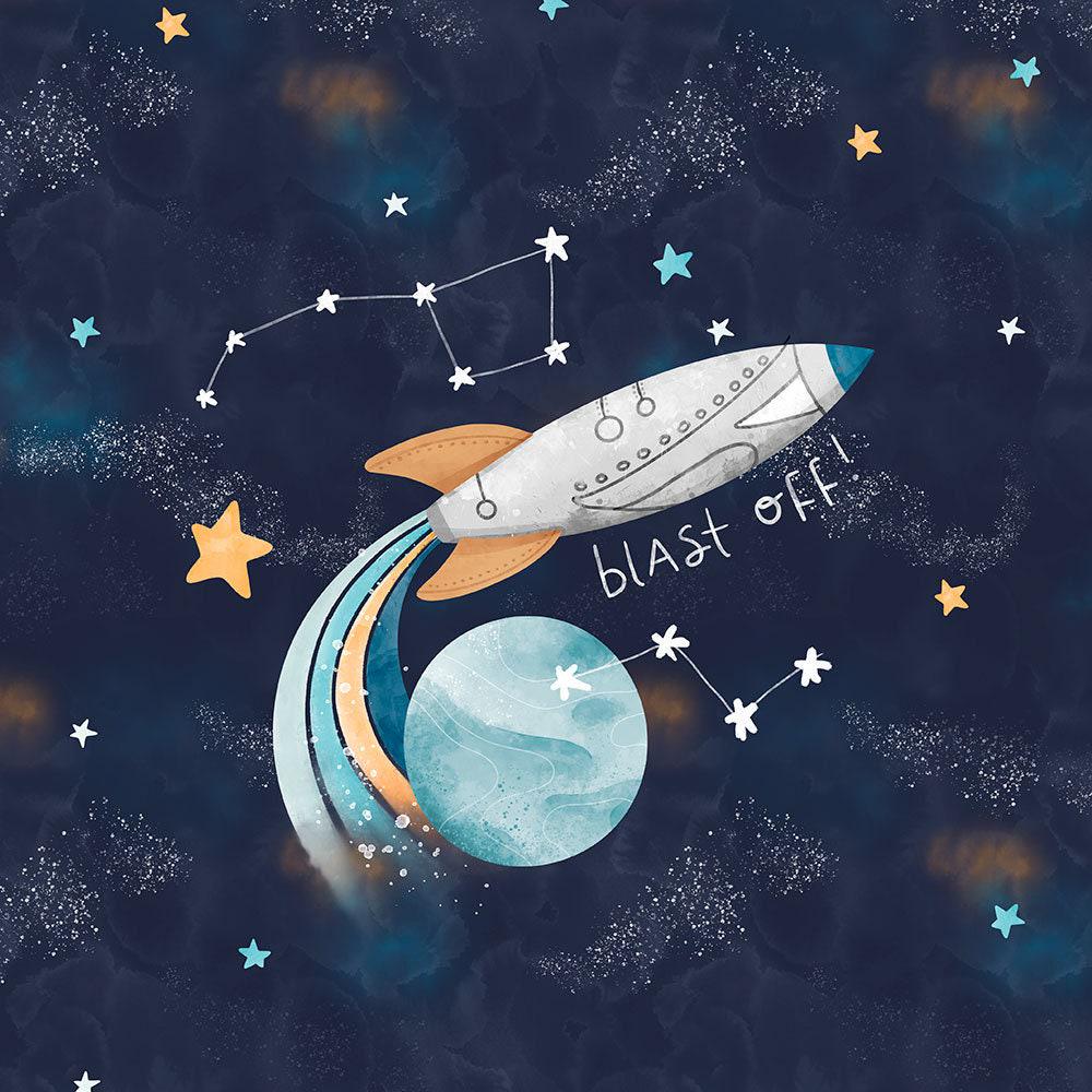 Rocket Ship Fabric Panel, Galactic Fabric, Astronaut Galaxy Fabric for ...