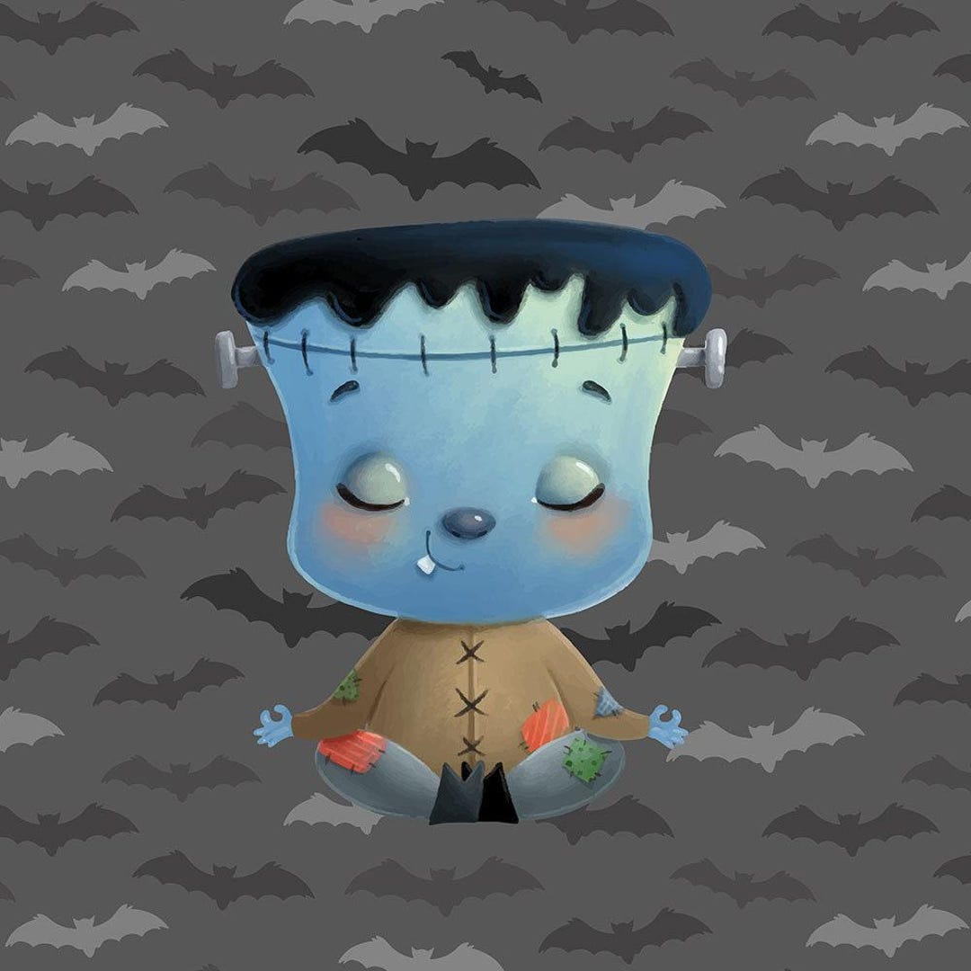 Frightfully Cute Frankenstein Fabric Panel, Spooky Bats Halloween ...