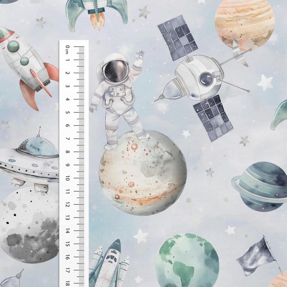 Outer Space Fabric, Sky Astronaut Mars Moon Spaceship Design Perfect for Apparel, Accessories ...