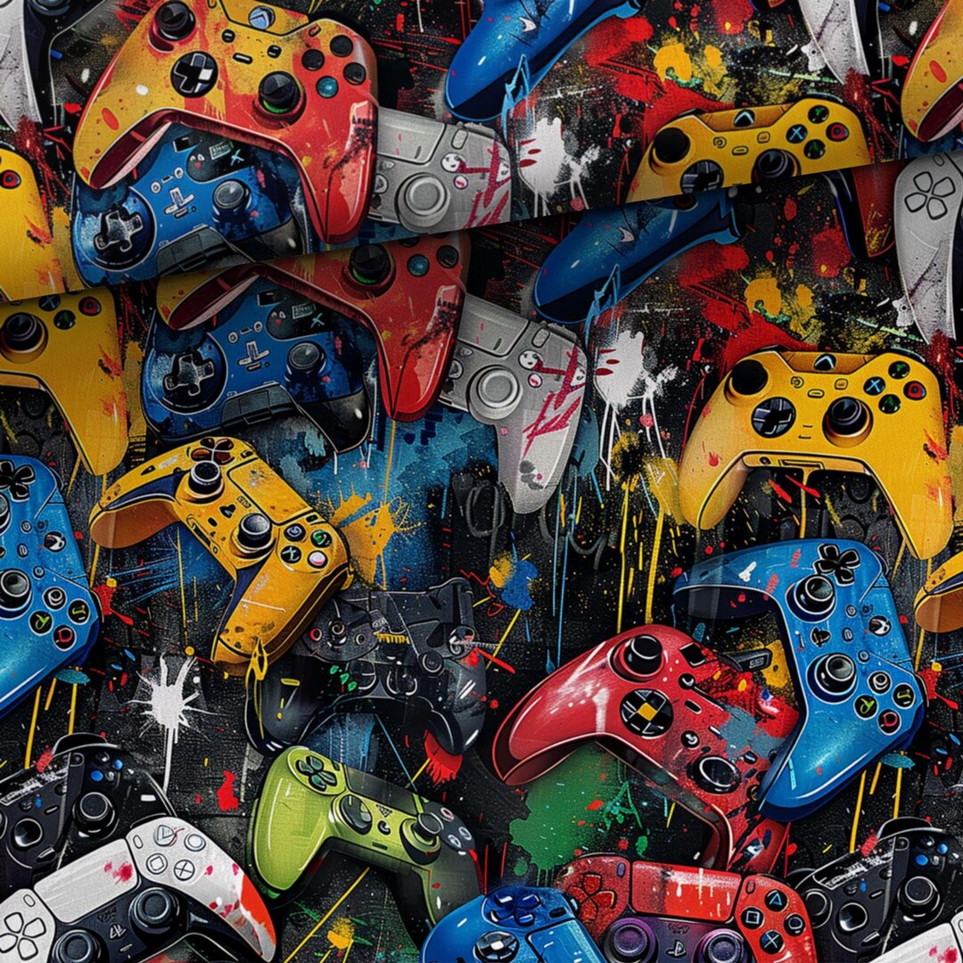 Video Gamepad Fabric, Fun Retro Controller Game Play Design - 164 Cm ...