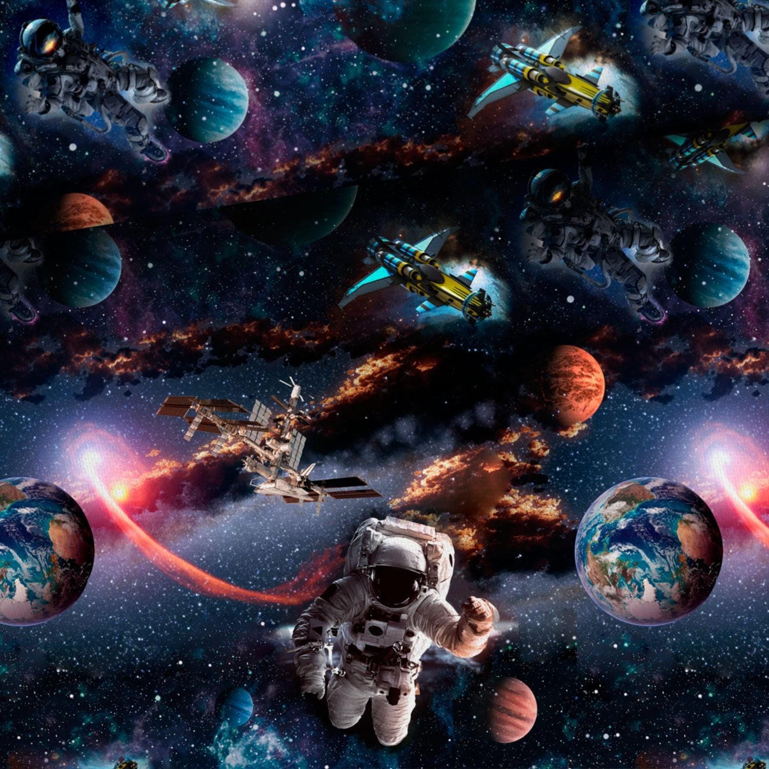 Astronaut Fabric, Outer Space Stars Universe Galaxy Astronomy - 164 Cm ...