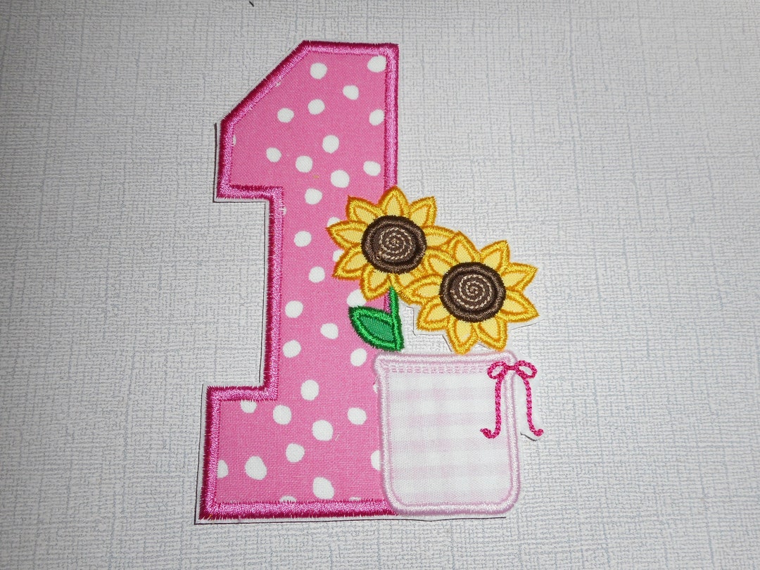 Sunflower-birthday- Number 1 - Iron on Patch- Patch- Ready to Ship ...