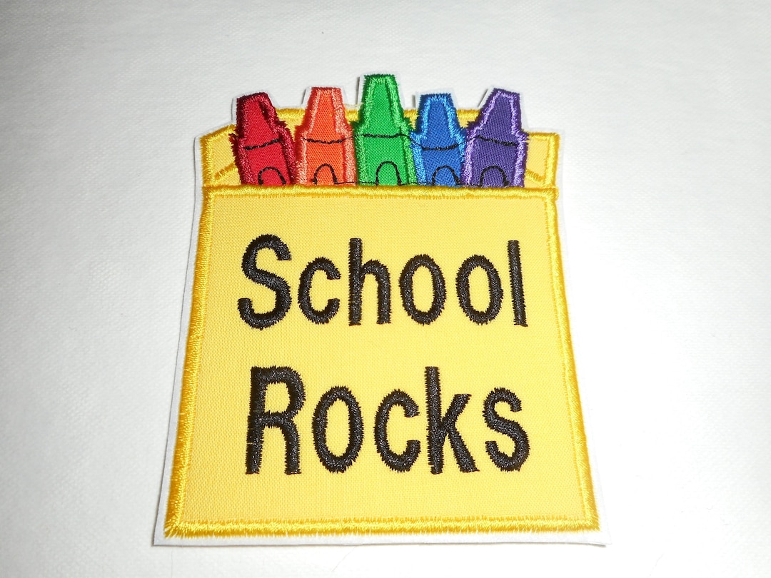 School Rocks Crayon Patch - Iron on Applique - Etsy