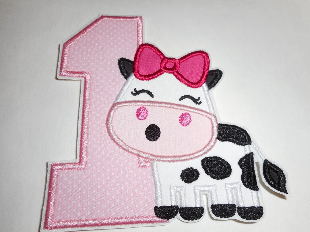 Girly Cow Applique Patch: Iron-on, Number One - Etsy
