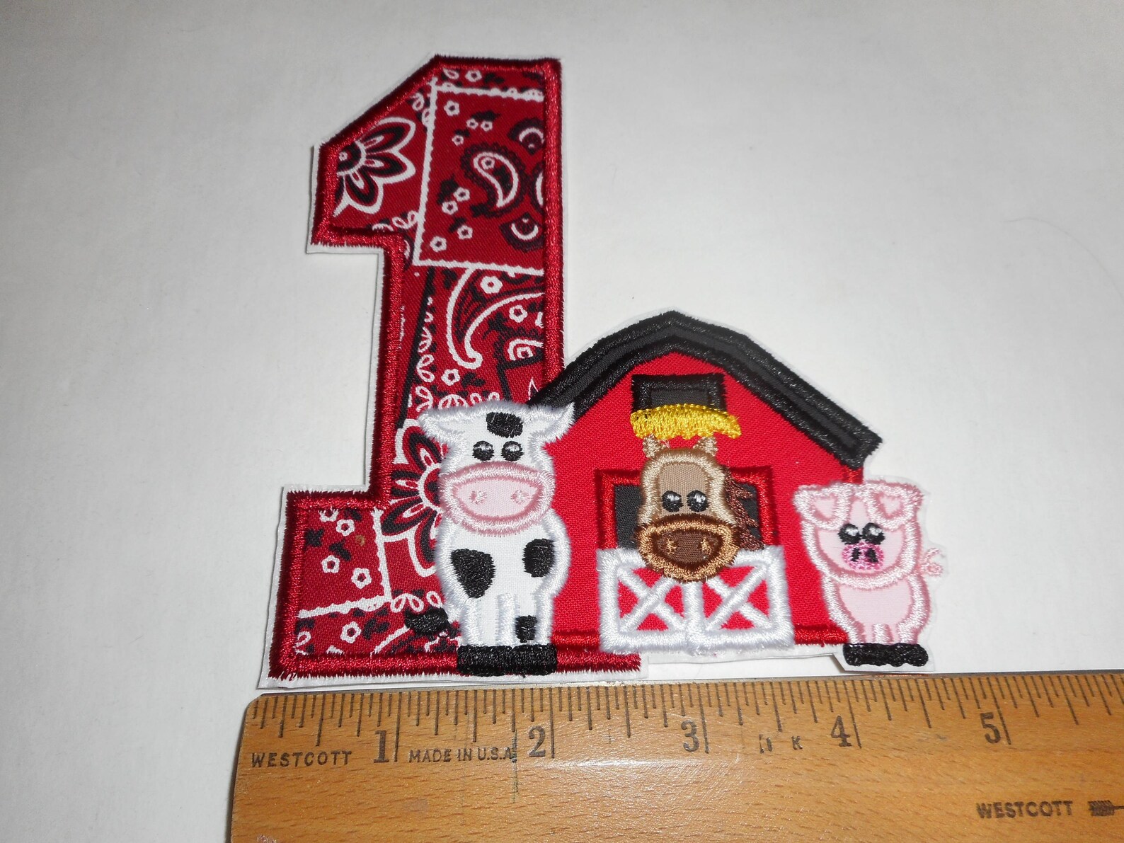 Cow Birthday Number 1 Iron on Patch – Farm Applique - Etsy