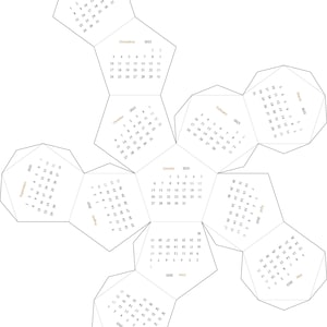 Foldable Dodecahedron With Calendar 2025, Agenda PDF & PNG, Unique 3D ...