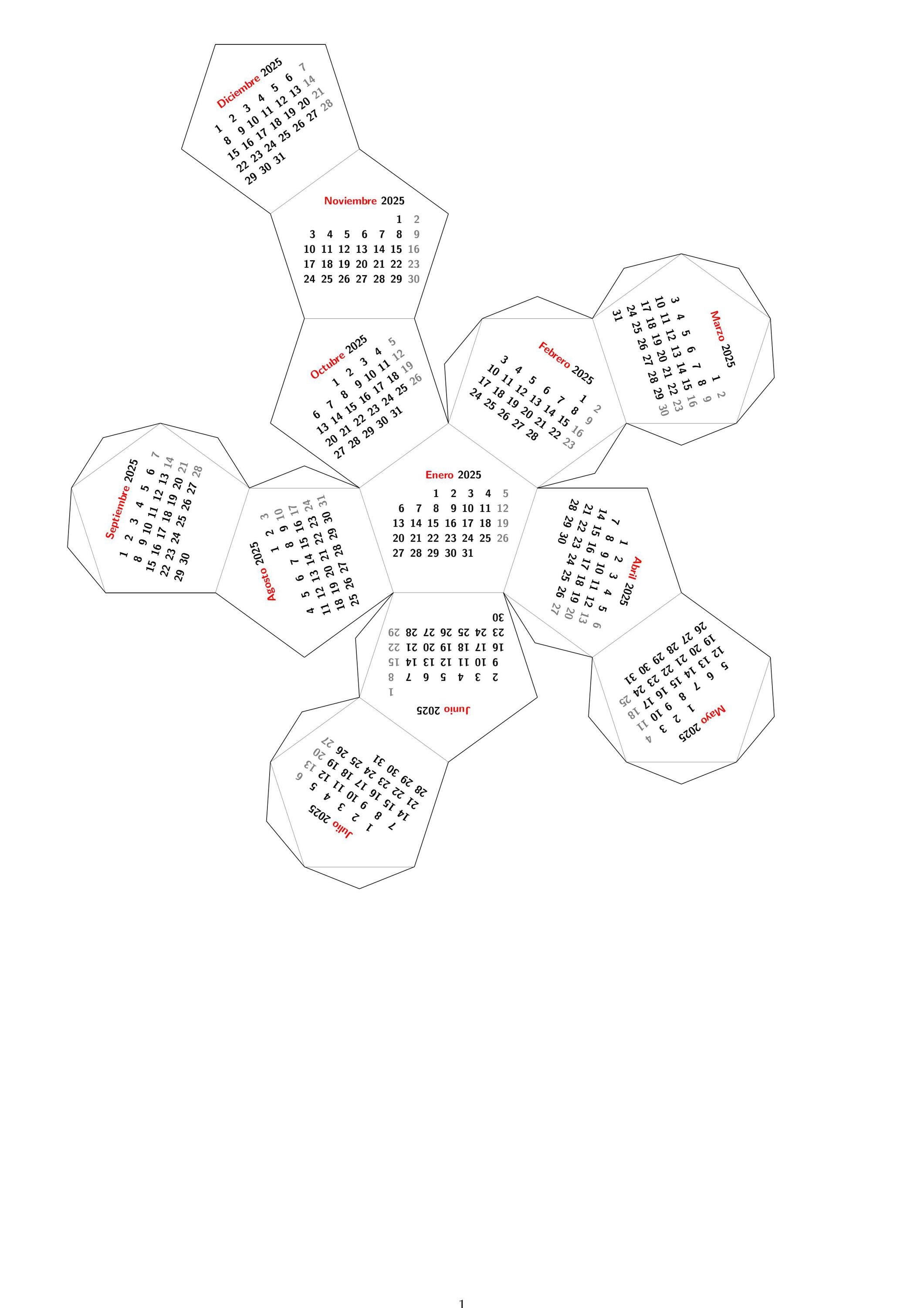 Dodecahedron 2025 Calendar, Foldable Agenda PDF & PNG, Unique 3D Paper ...