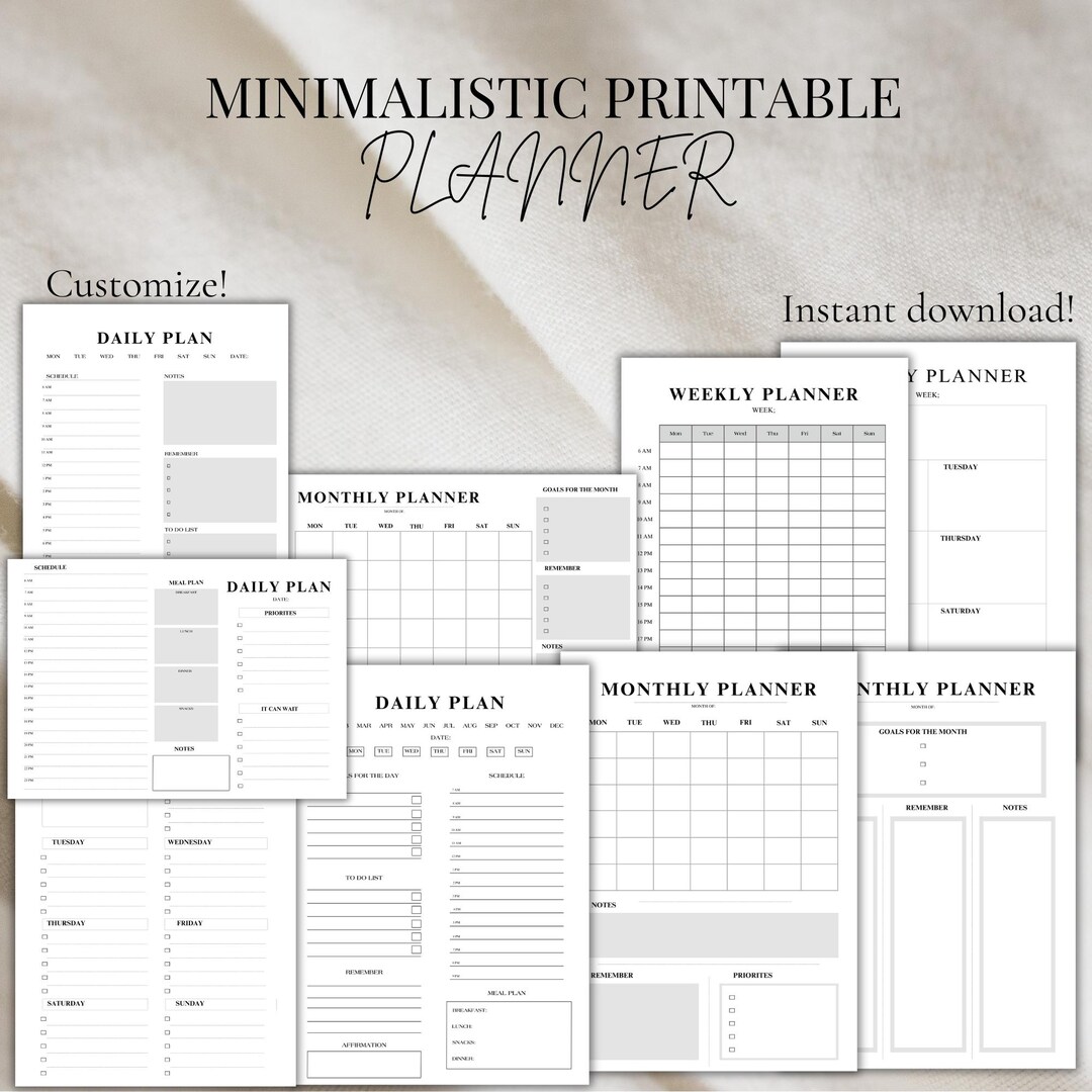 Minimalistic Printable Planner - Etsy