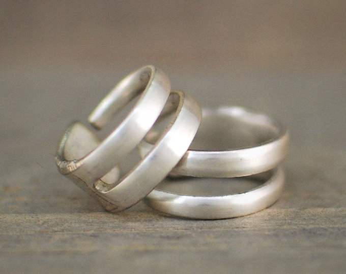 Fork Ring, Silver Fork Ring, Fork Tine Ring, Double Ring, Personalized ...