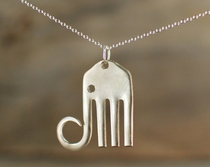 Elephant Fork Necklace, Vintage Fork Elephant, Silver Plated Fork ...