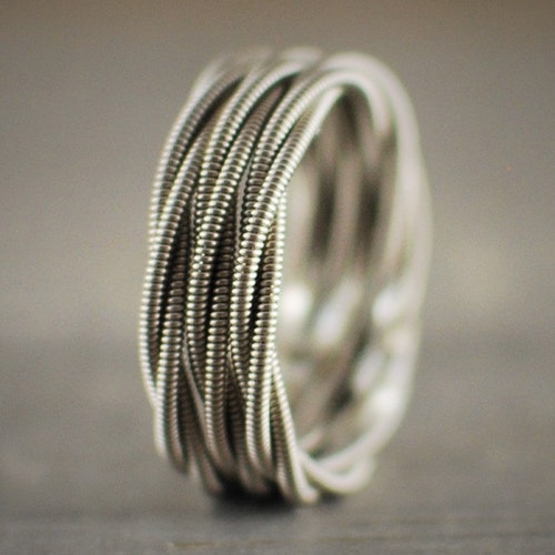 3 Stacked Guitar String Rings Silver Ring Guitar String | Etsy
