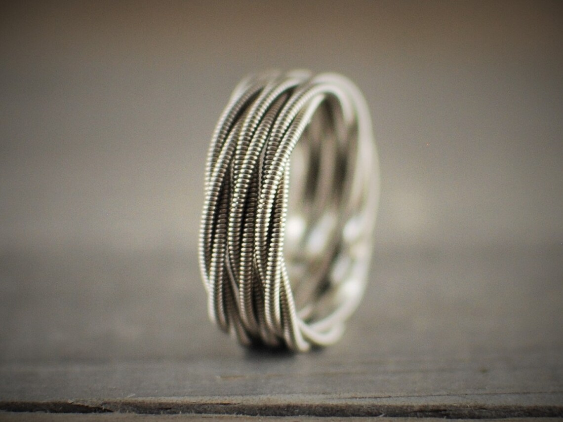 3 Stacked Guitar String Rings Silver Ring Guitar String | Etsy