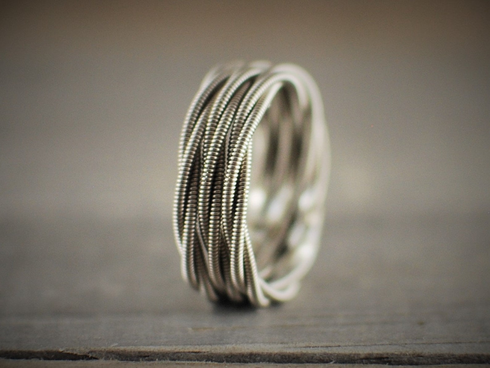 3 Stacked Guitar String Rings, Silver Ring, Guitar String Jewelry ...