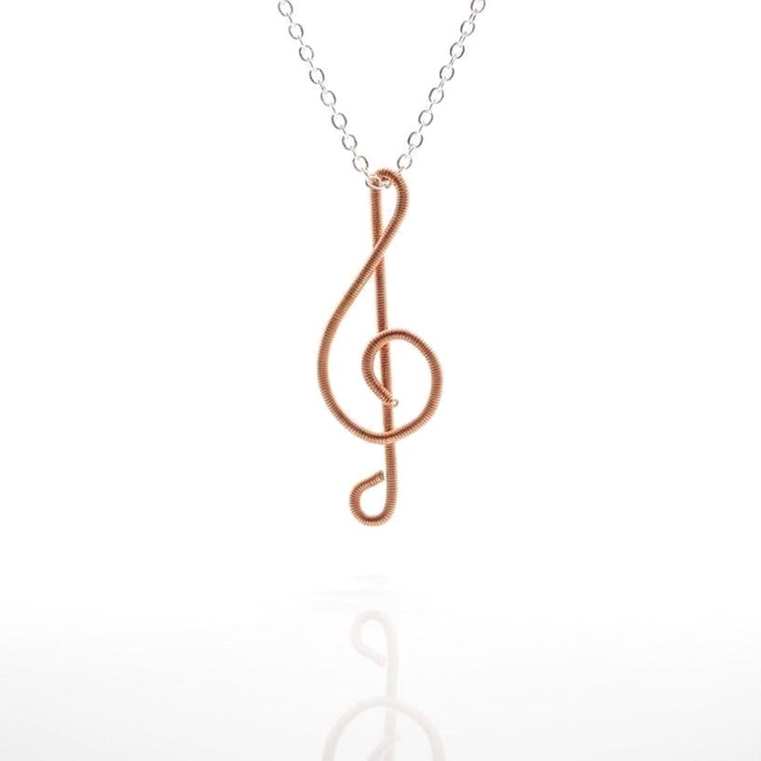 Piano Wire Treble Clef Pendant: Recycled Copper Musician Gift - Etsy