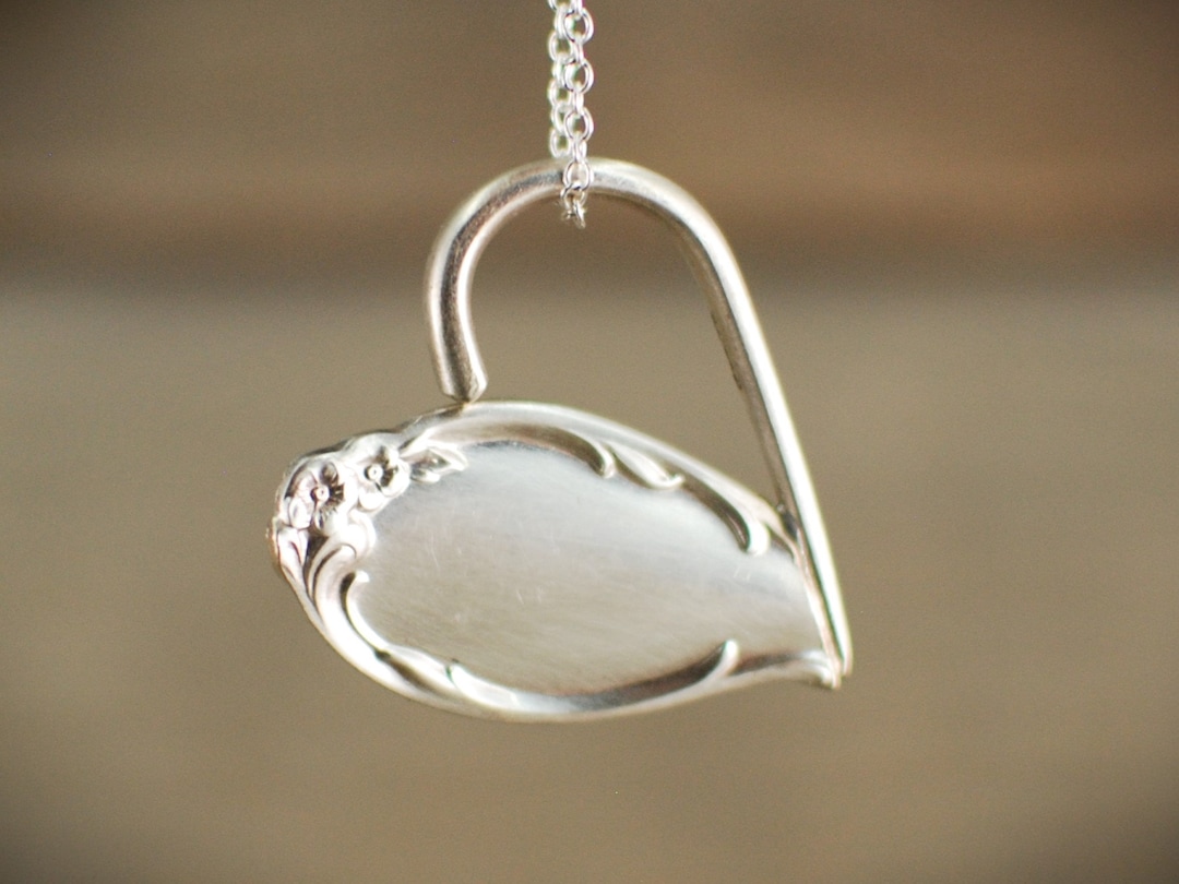 Fork Heart Necklace, Heart Pendant, Spoon Heart Necklace, Valentines ...
