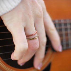 Recycled Stacking Guitar String Ring: Bronze Silver Copper, Any Size - Etsy