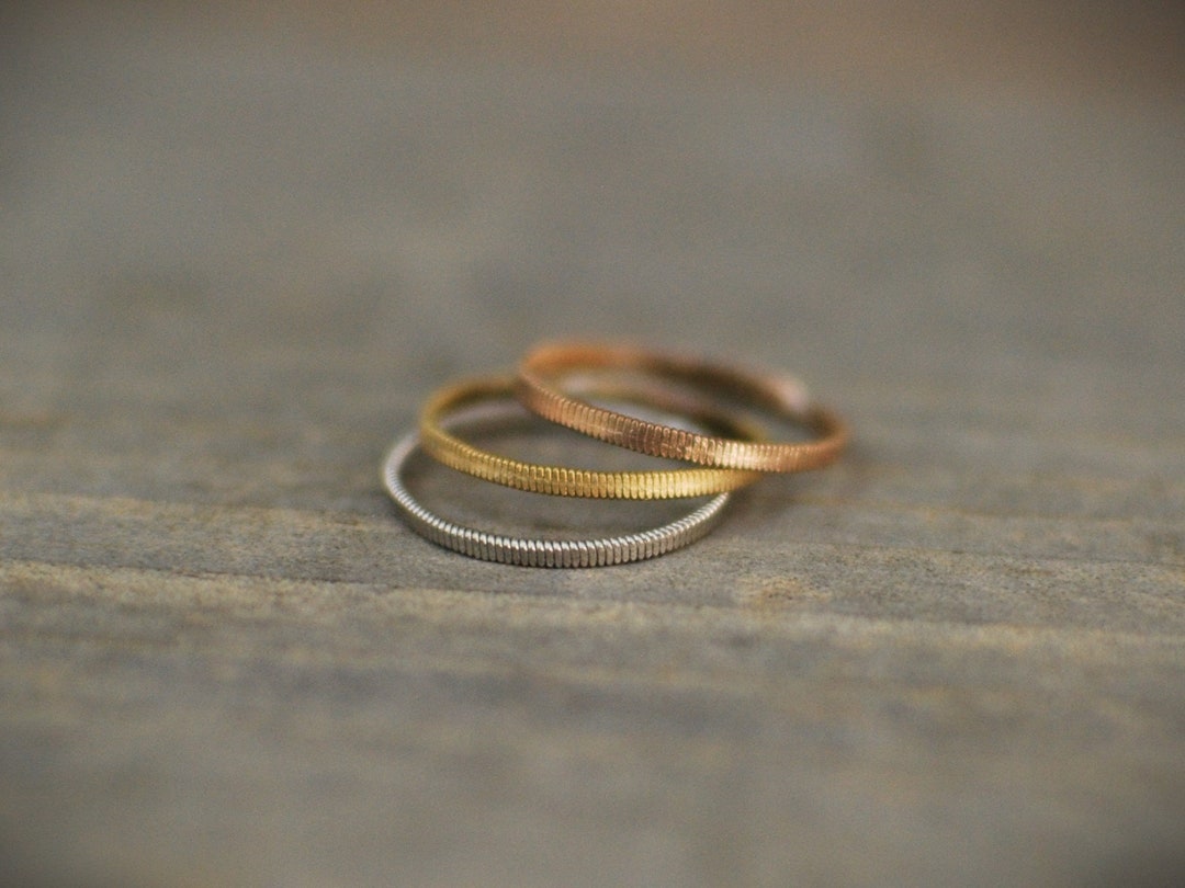 Guitar String Ring, Stacker Ring, Midi Ring, Knuckle Ring, Thin Ring, Skinny Ring, Hammered Ring ...