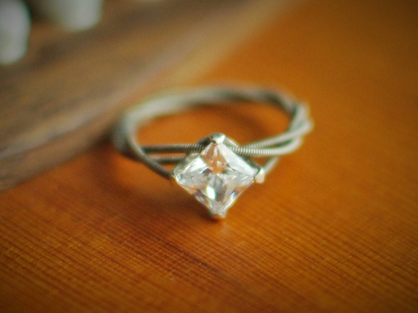 Guitar String Engagement Ring Princess Cut Engagement Ring - Etsy