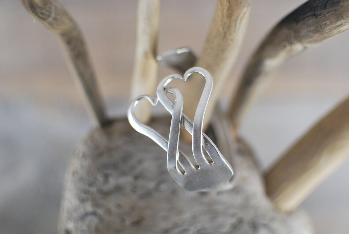 Intertwined Hearts Silver Plated Fork Bracelet Fork Bracelet - Etsy