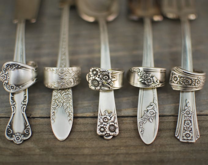 Flower Spoon Ring Vintage Style Sterling Silver Bypass Ring - Etsy