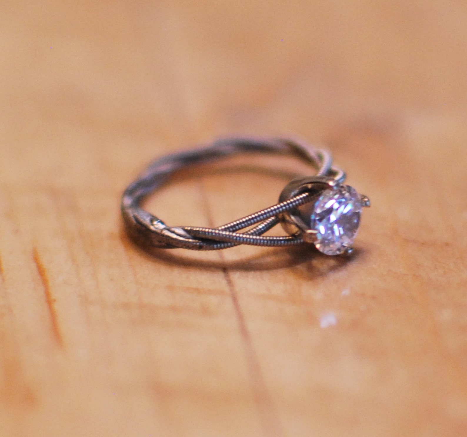 Hammered Engagement Ring Guitar String Engagement Ring - Etsy