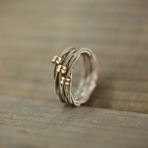 3 Stacked Guitar String Rings, Guitar Wedding Band, Guitar String ...