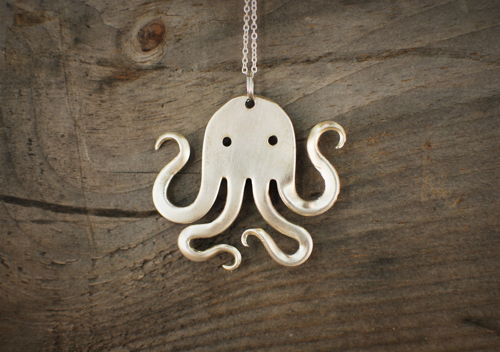 Silver Plated Octopus Fork Pendant - Upcycled Silverware Art - Etsy