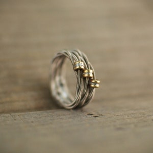 3 Stacked Guitar String Rings, Guitar Wedding Band, Guitar String ...