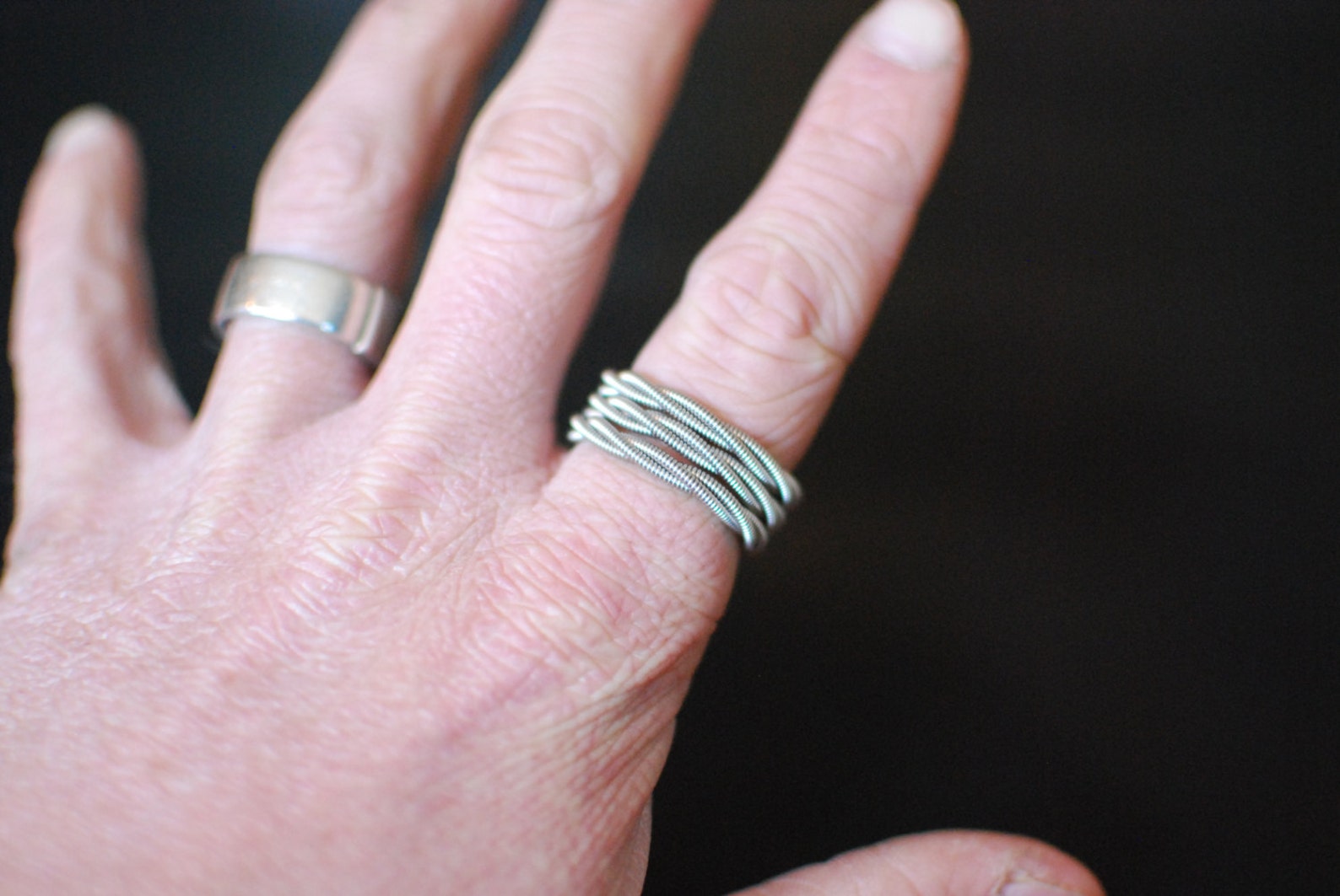 3 Stacked Guitar String Rings Silver Ring Guitar String - Etsy Canada