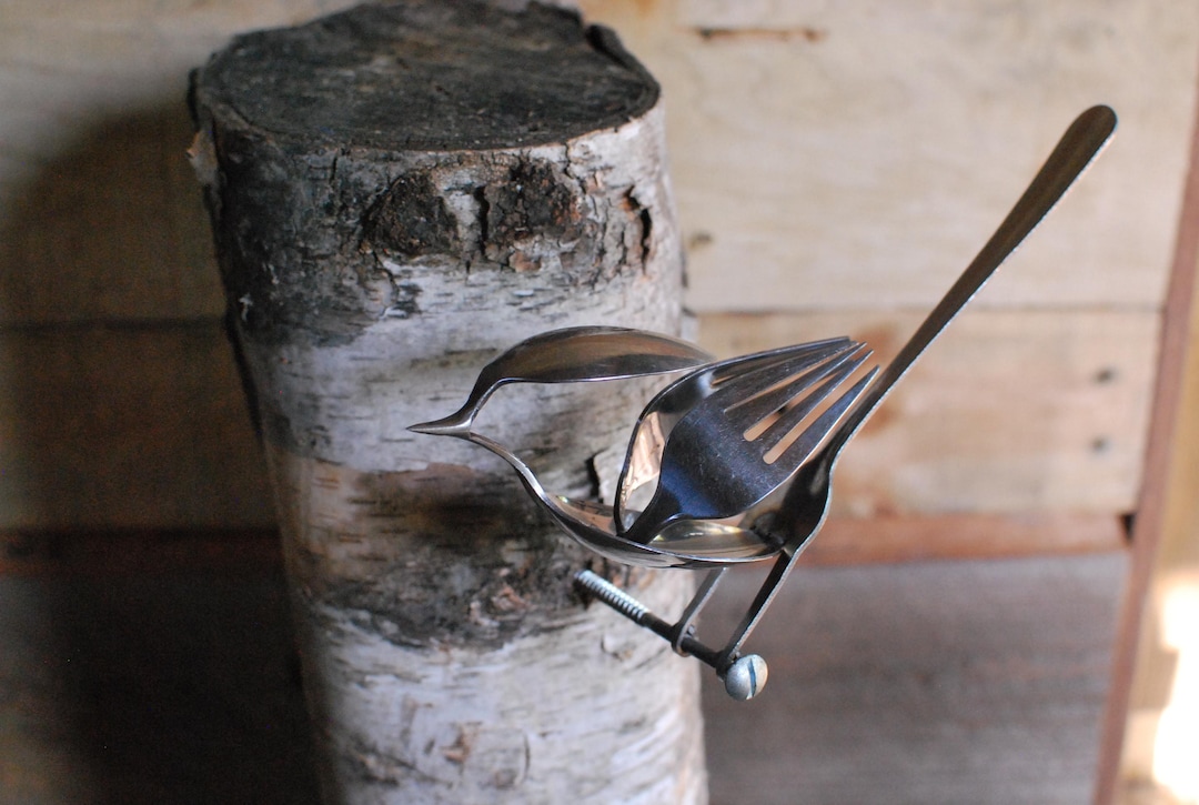 Recycled Silverware Bird Sculpture: Minimalist Metal Art - Etsy