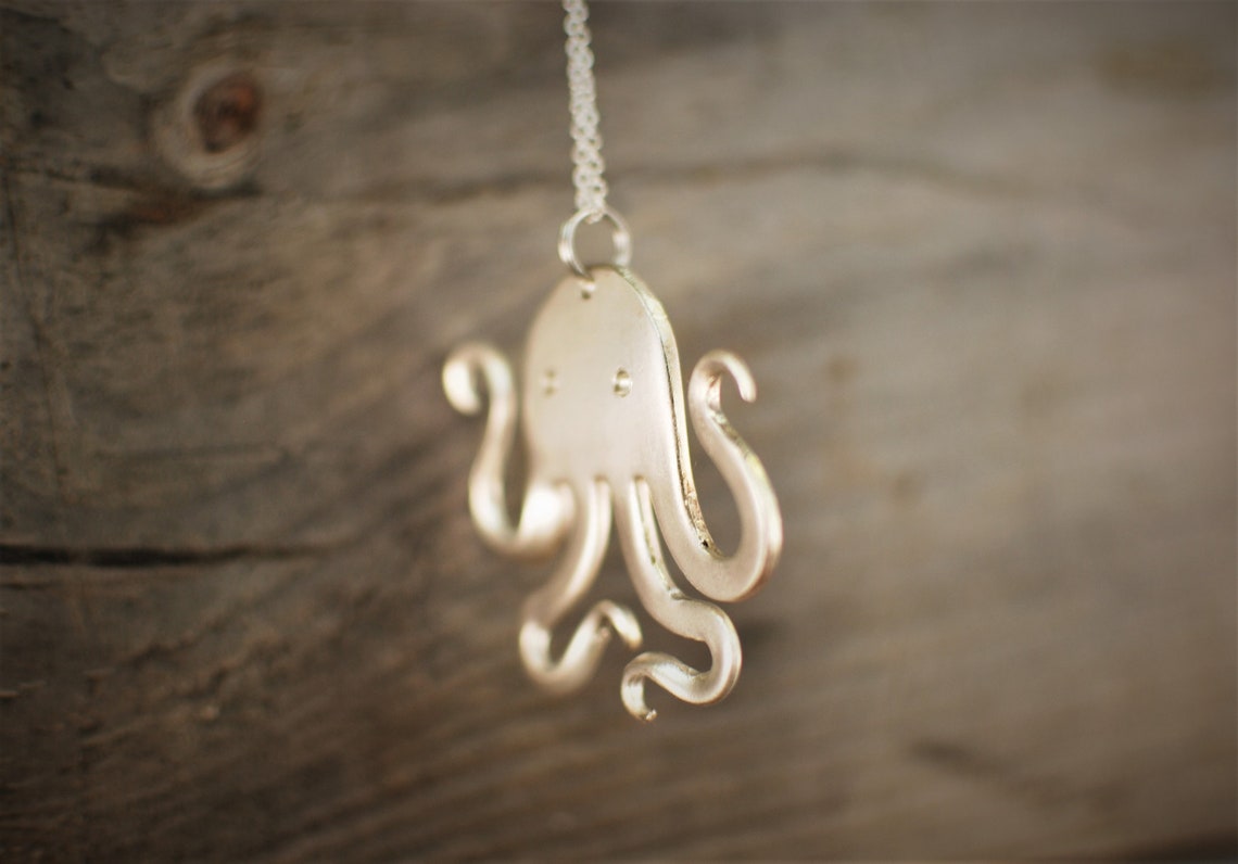 Silver Plated Octopus Fork Pendant - Upcycled Silverware Art - Etsy
