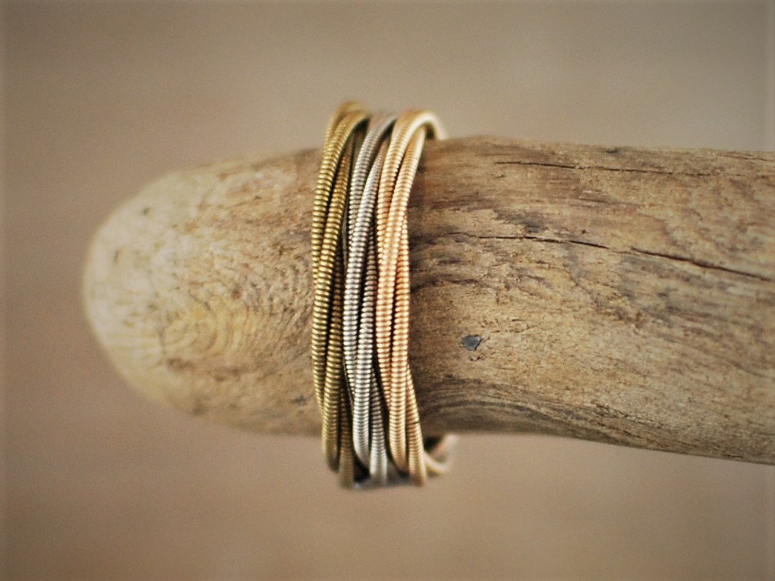 3 Stacked Guitar String Rings Guitar Gifts Stacking Ring | Etsy