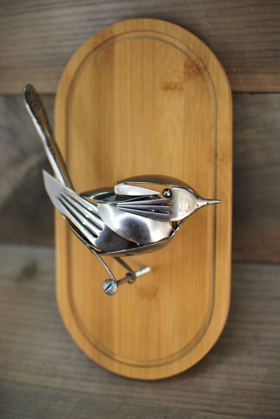 Songbird Sculpture, Spoon Bird, Silverware Art, Metal Bird Sculpture ...