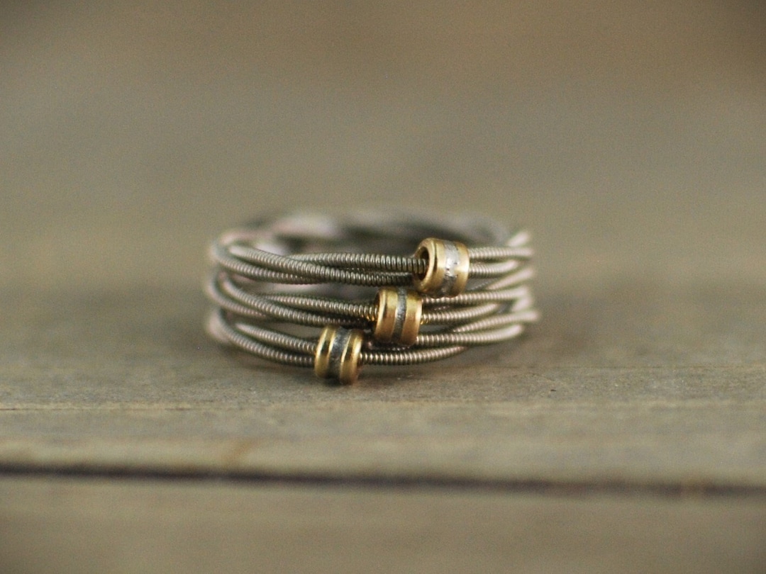 3 Stacked Guitar String Rings, Guitar Wedding Band, Guitar String ...