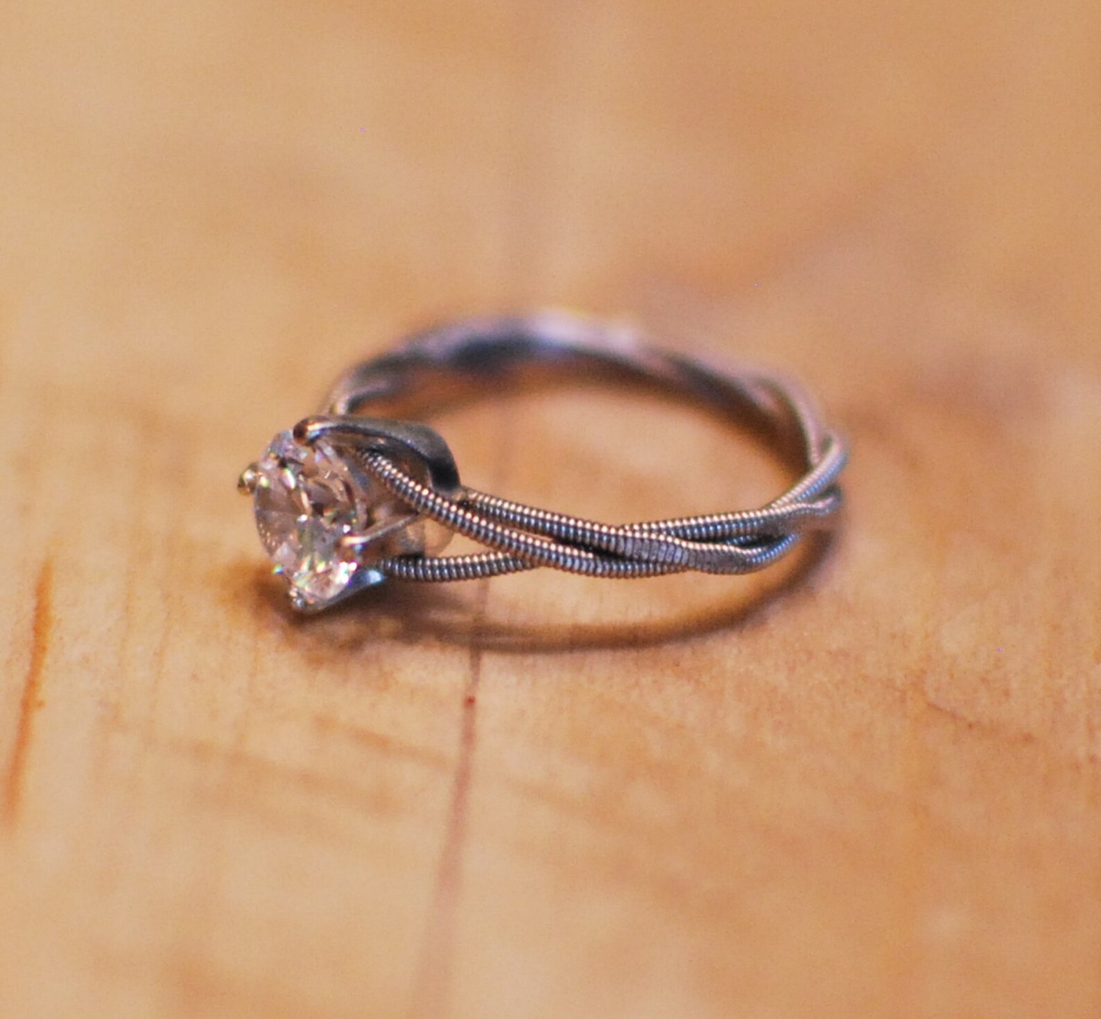 Hammered Engagement Ring Guitar String Engagement Ring - Etsy