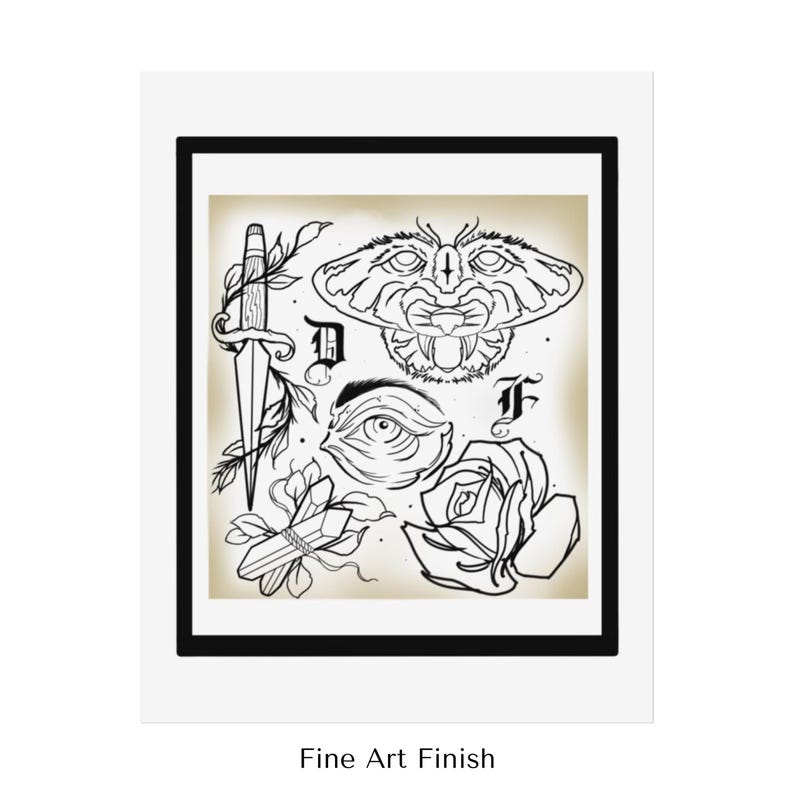 Flash Art Print, Tattoo Flash Art Print, Flash Art Watercolor Print ...