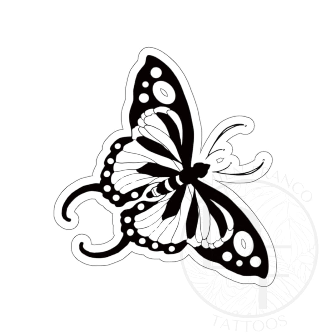 Black & White Butterfly Sticker, Butterfly Sticker, Tattoo Sticker ...