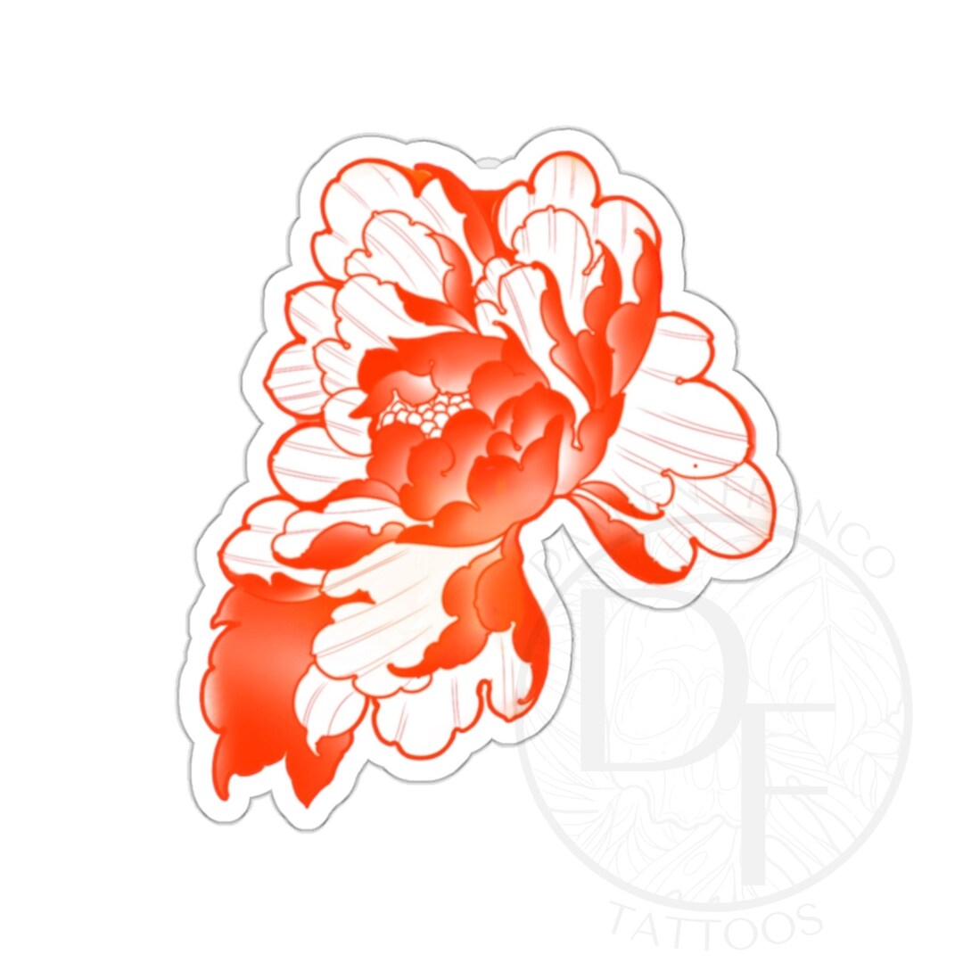 Orange Flower Sticker, Flower Flash Art Sticker, Tattoo Art Sticker ...