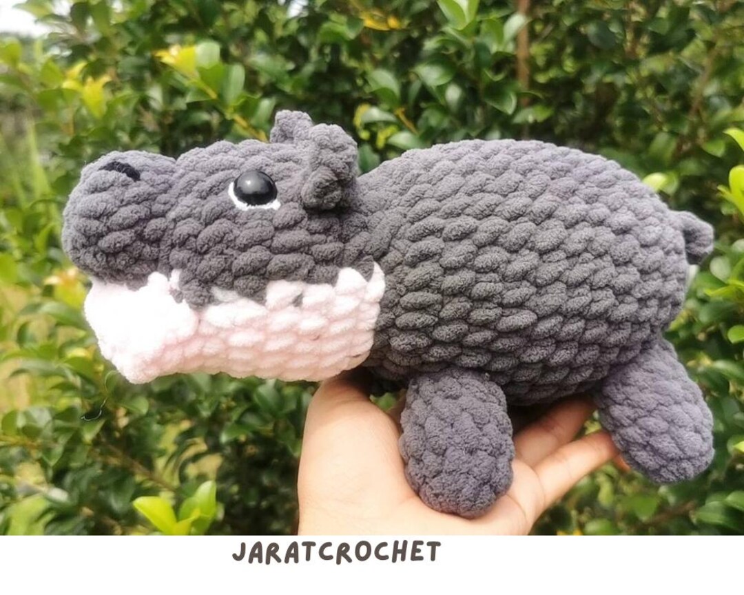 Moo Deng Crochet Baby Hippo Plush Toy Jumbo Soft Stuffed Animal Gift ...
