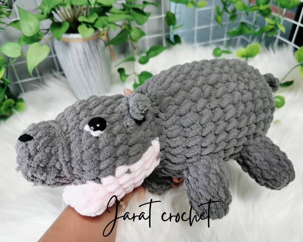 DIY Crochet Hippo Kit Moo Deng Hippo Lucas Easy Amigurumi Wool Animal ...