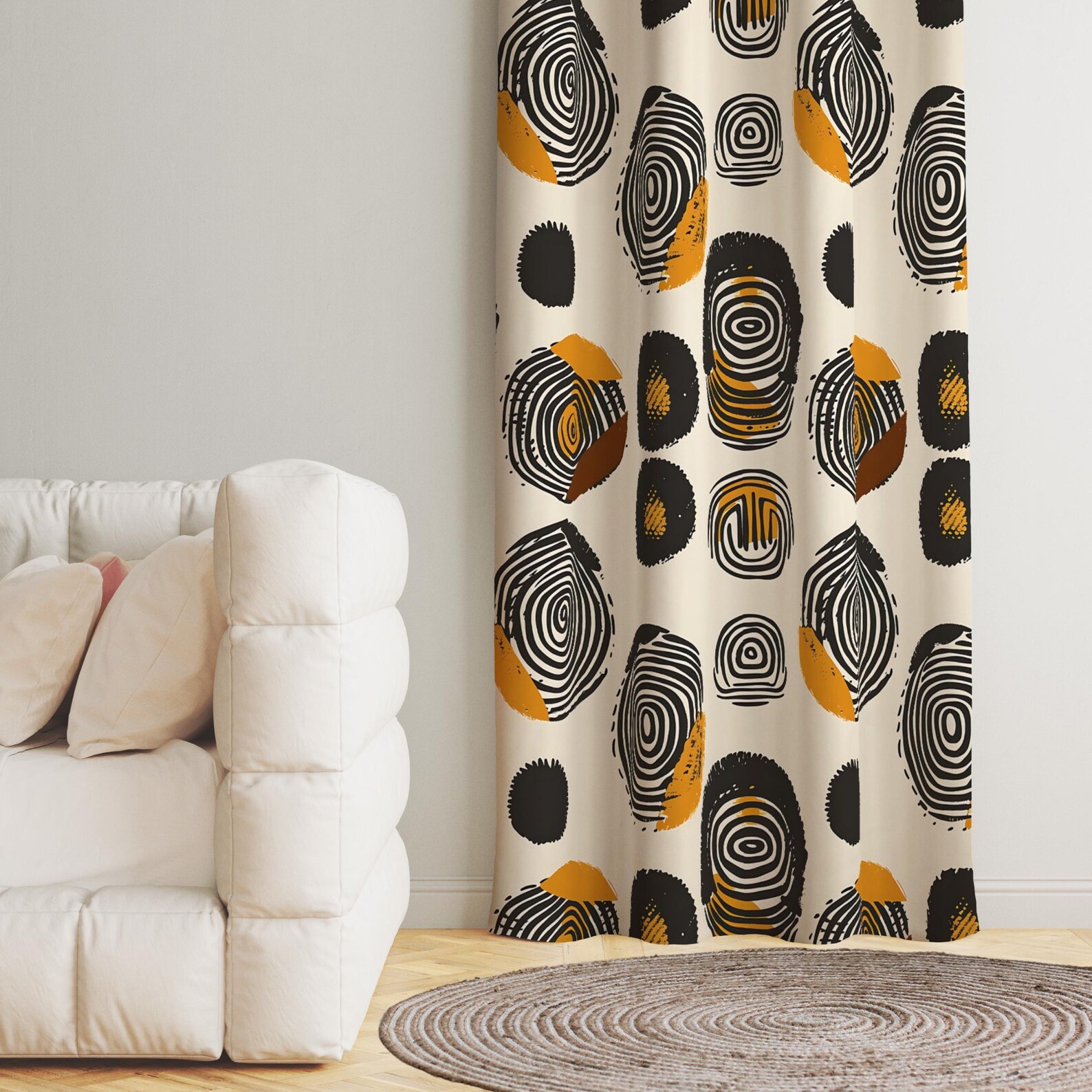 Abstract African Shapes Curtain, Tribal Geometric Design Curtain Panels ...