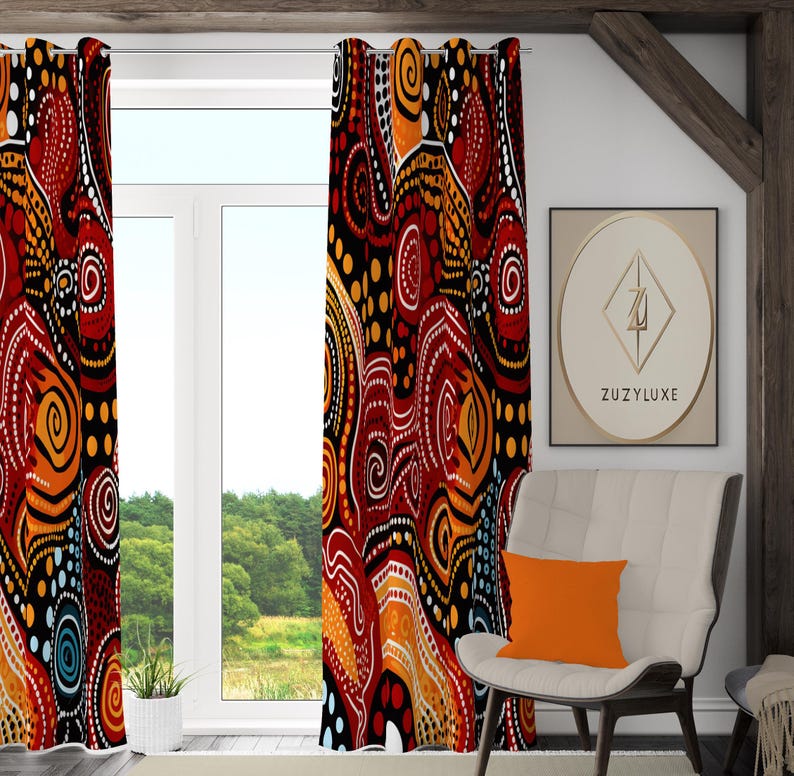 Aboriginal-inspired Dot Art Curtain, Vibrant Tribal Boho Drapes ...